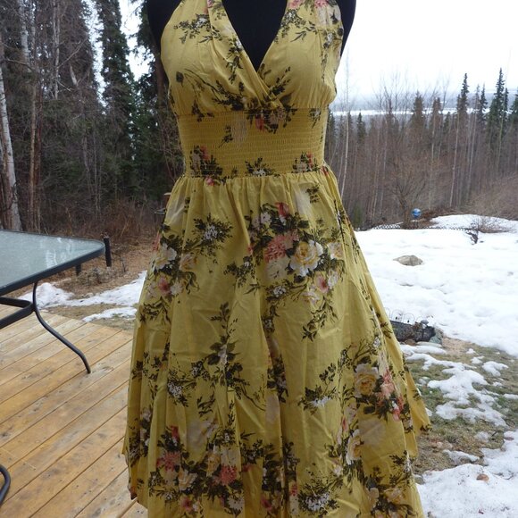 Joe Browns | Dresses | Joe Brown Goth Rockabilly Yellow Floral Pin Up ...